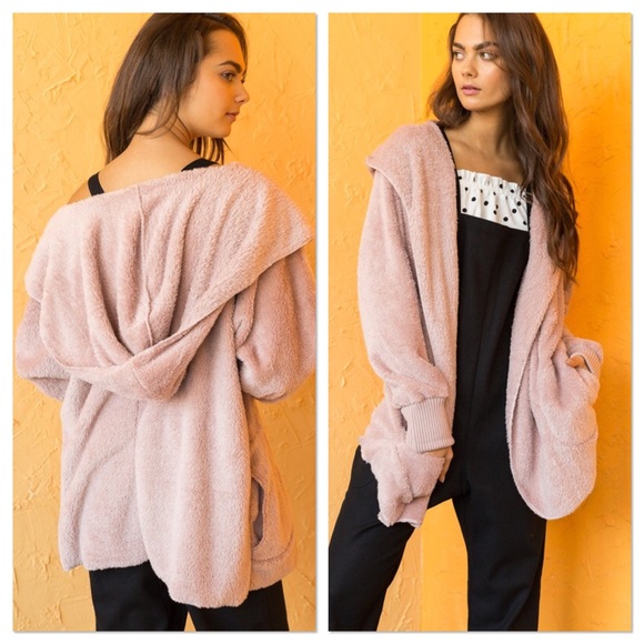 Lavender Moon | Jackets & Coats | Mauve Fleece Hooded Jacket With ...